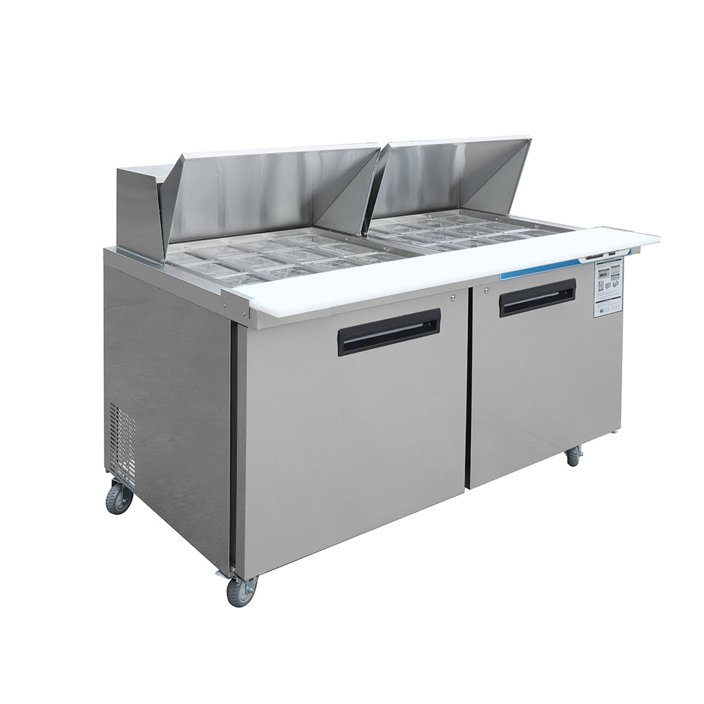EQCHEN EQSR-60BM 60" Mega Top Sandwich Prep Table | 24 Pans Included